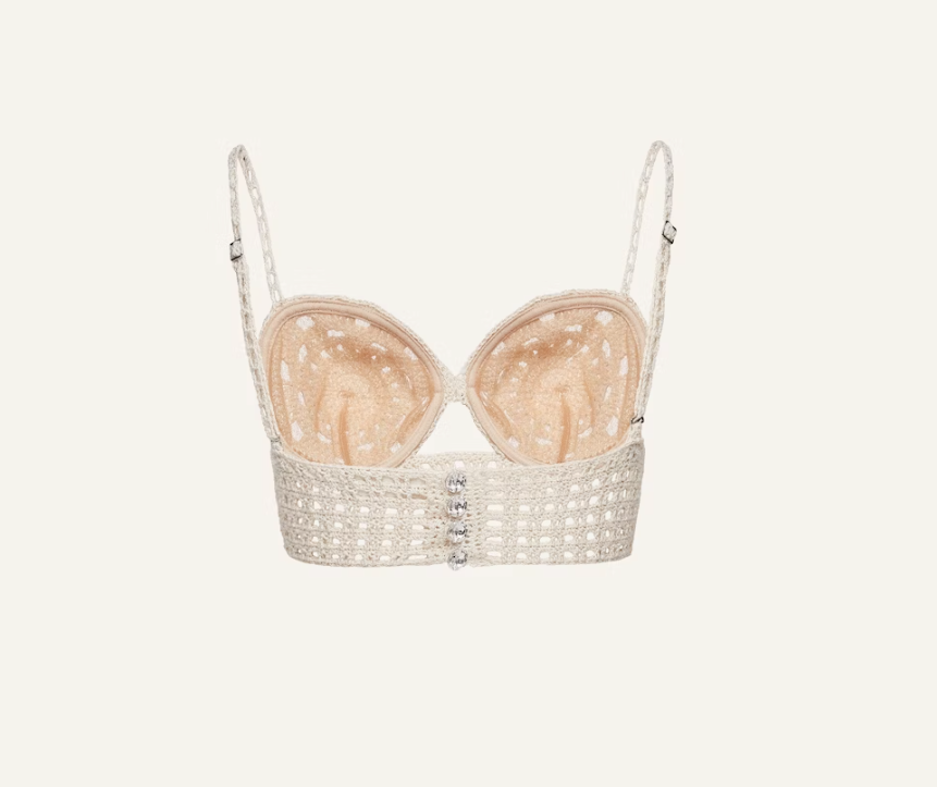 Longline Crochet Cream Bra – my-RTW
